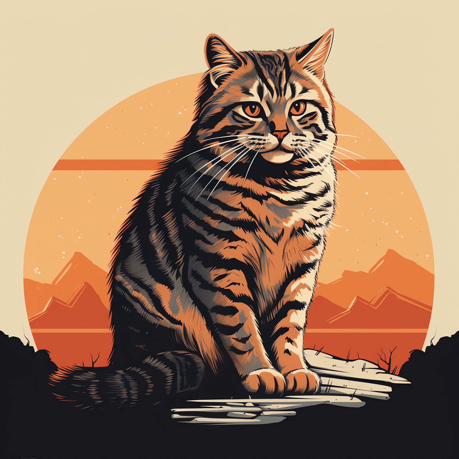 Retro Wildcat Clipart Bundle - 45 High Quality PNG - Instant Download ...