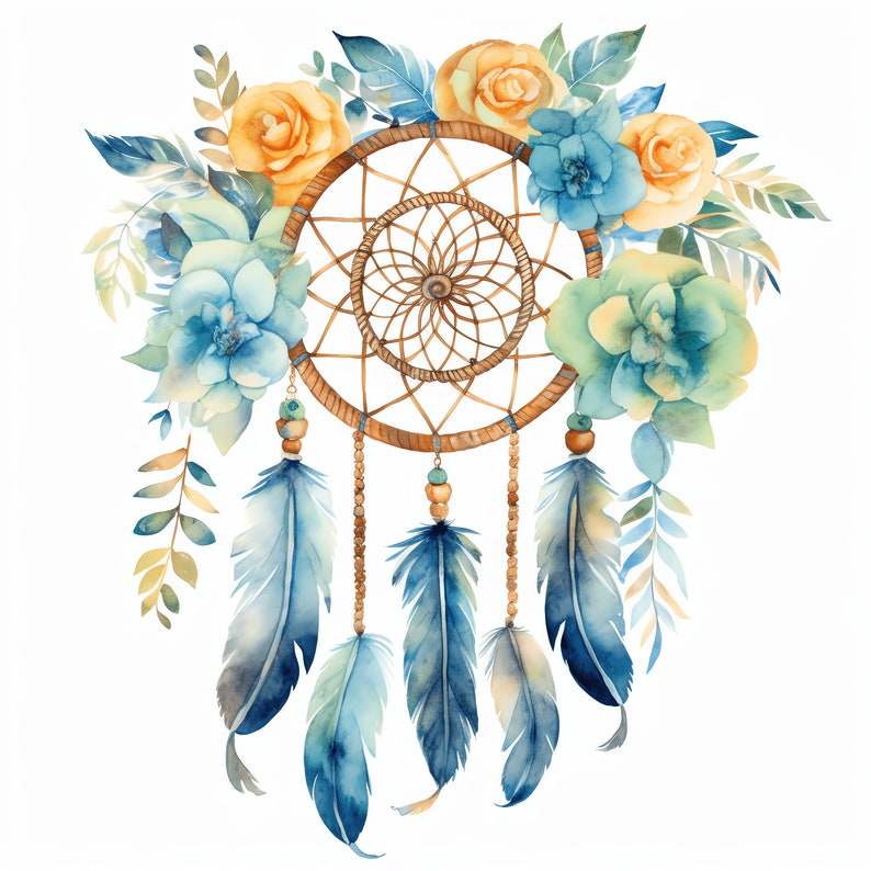 Boho Watercolor Dream Catcher PNG Clipart Bundle 49 High Quality PNG ...