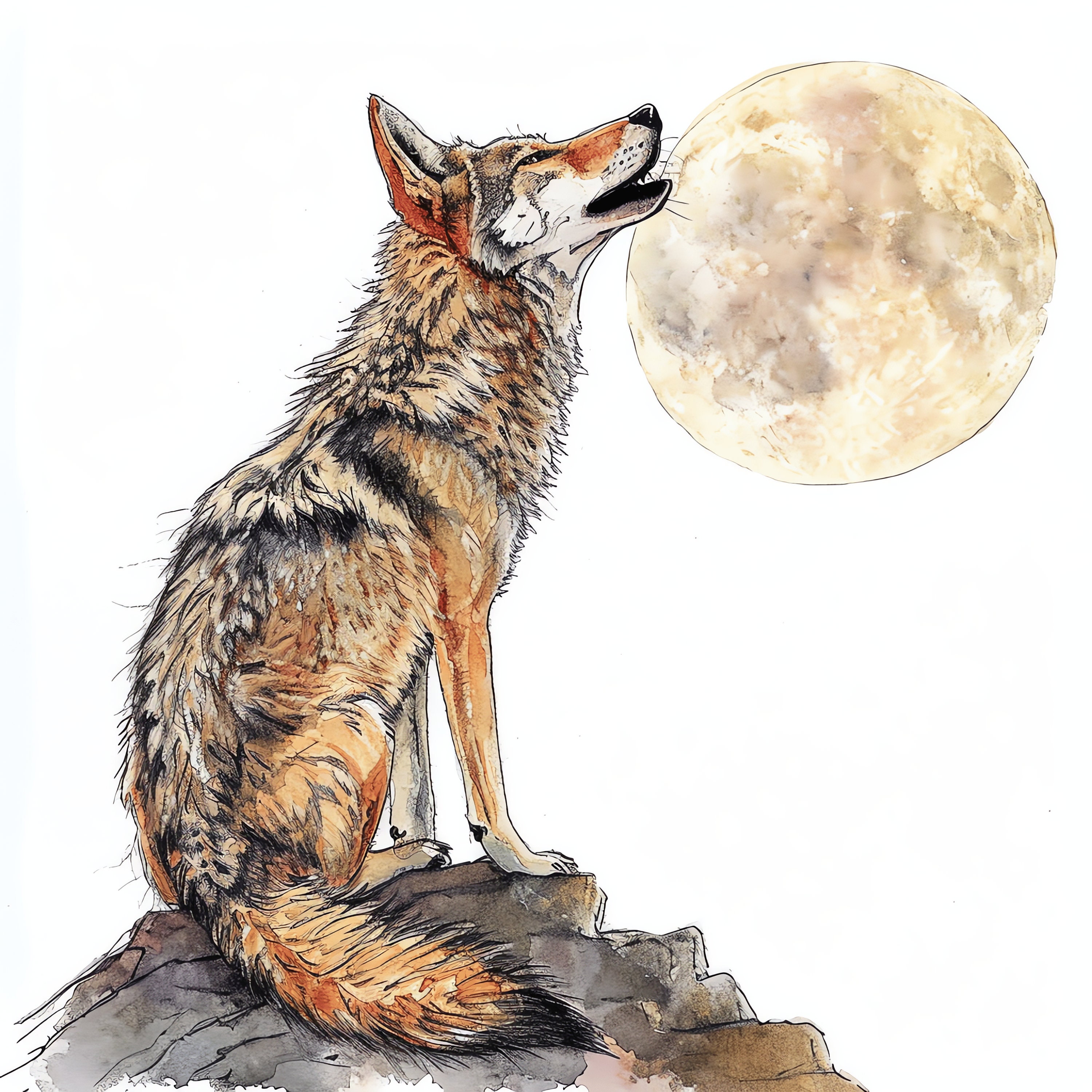 Howling Coyote PNG Clipart Bundle - 48 High Quality PNG - Instant ...