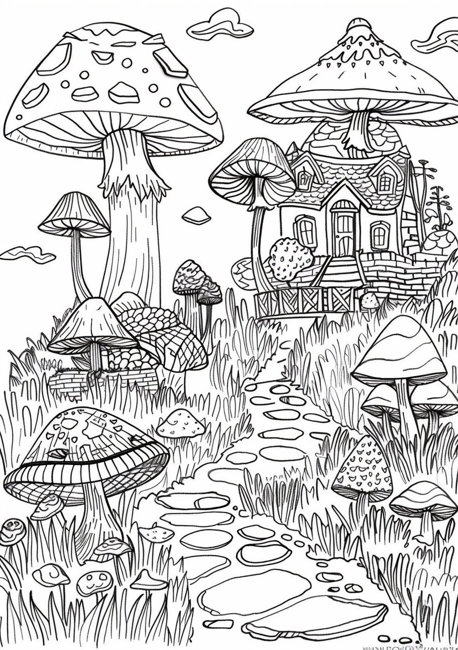 Mushroom Village Coloring Pages PDF Bundle - 35 High Quality Images ...