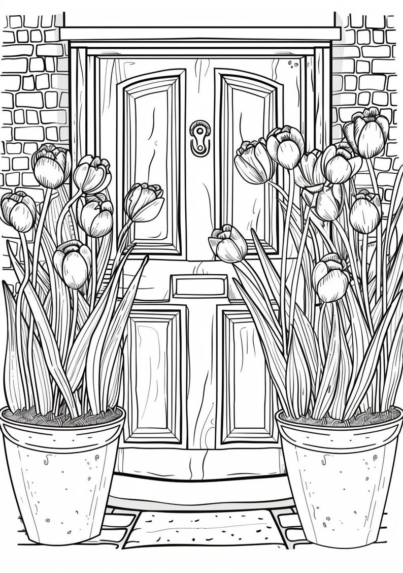 Blooming Door Coloring Pages PDF Bundle - 32 High Quality Images ...