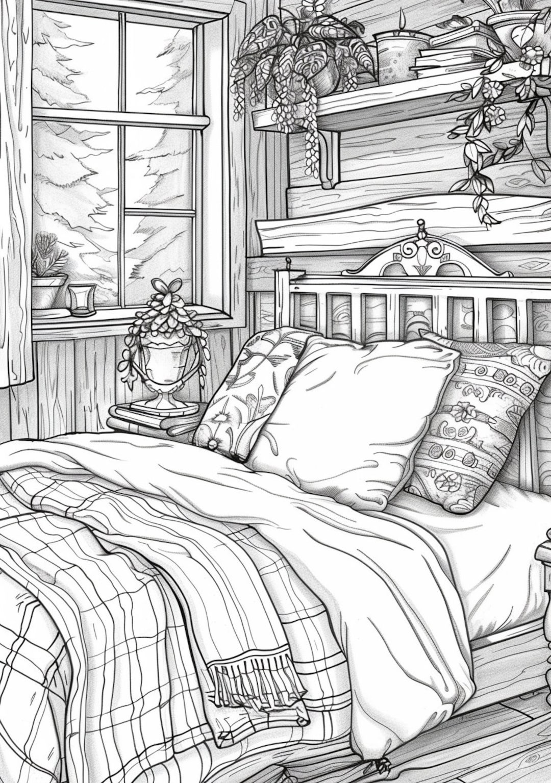 Cozy Interior Coloring Page PDF Book - 37 High Quality Images - Instant ...