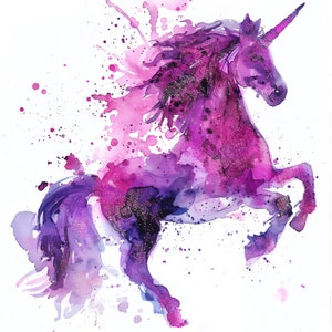 Alcohol Ink Pink Purple Glitter Unicorn PNG Clipart Bundle 50 High ...