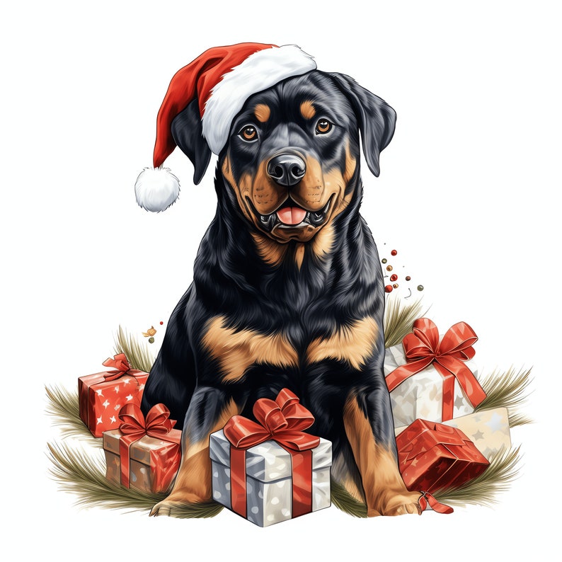 Christmas Rottweiler PNG Clipart Bundle - 49 High Quality PNG - Instant ...