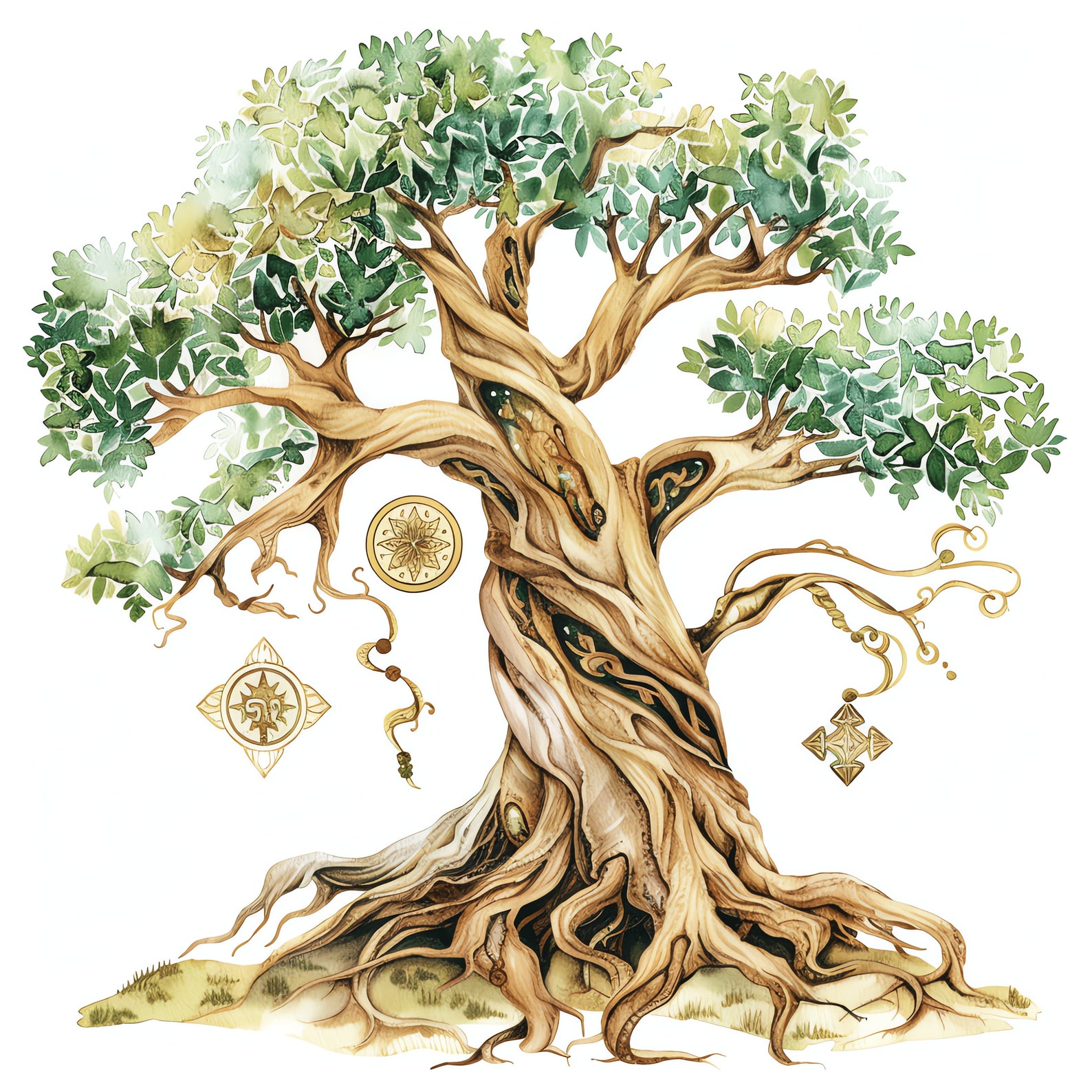 Ancient Tree With Wisdom Symbols PNG Clipart Bundle - 50 High Quality ...