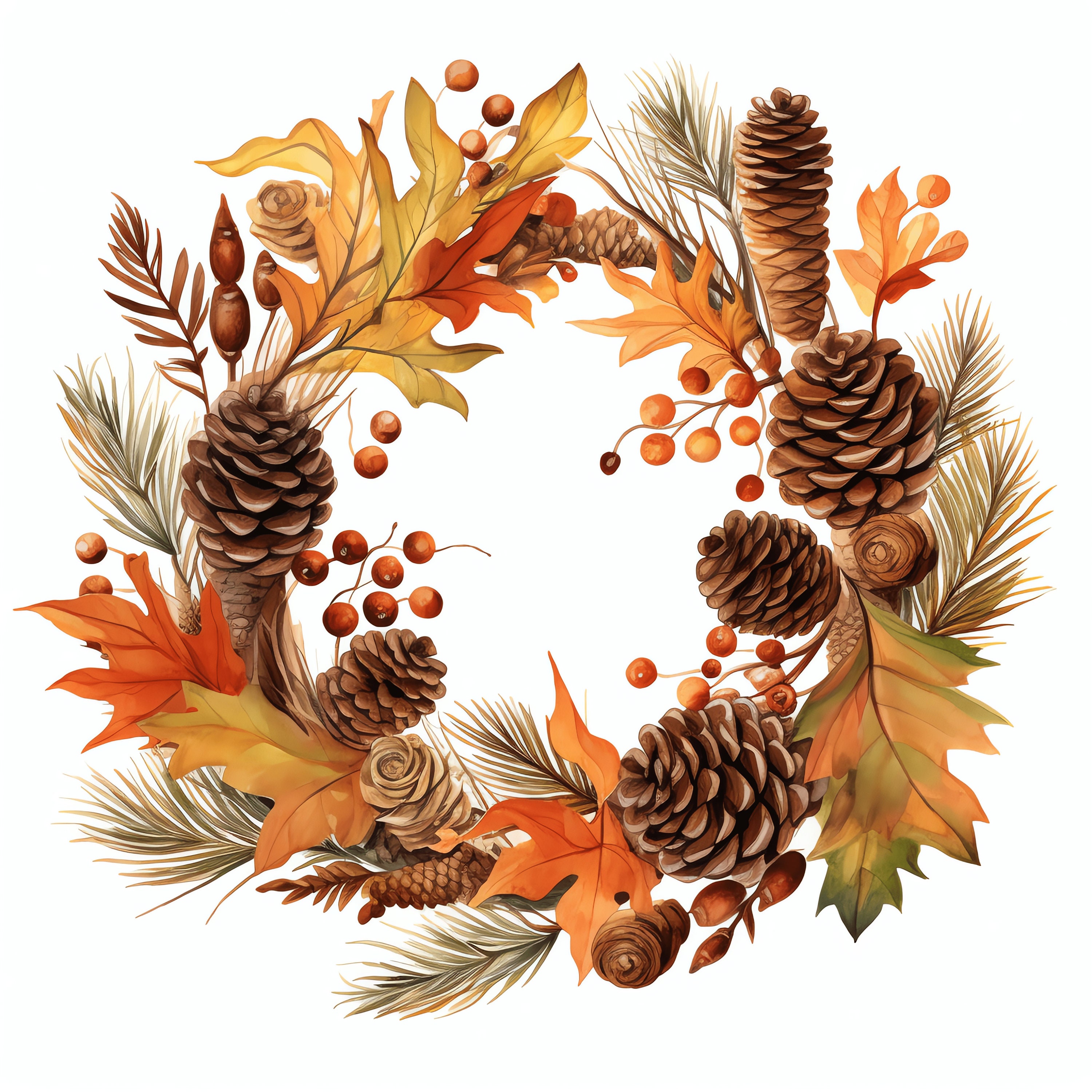 Autumn Wreath PNG Clipart 30 High Quality PNG Instant Download Card ...
