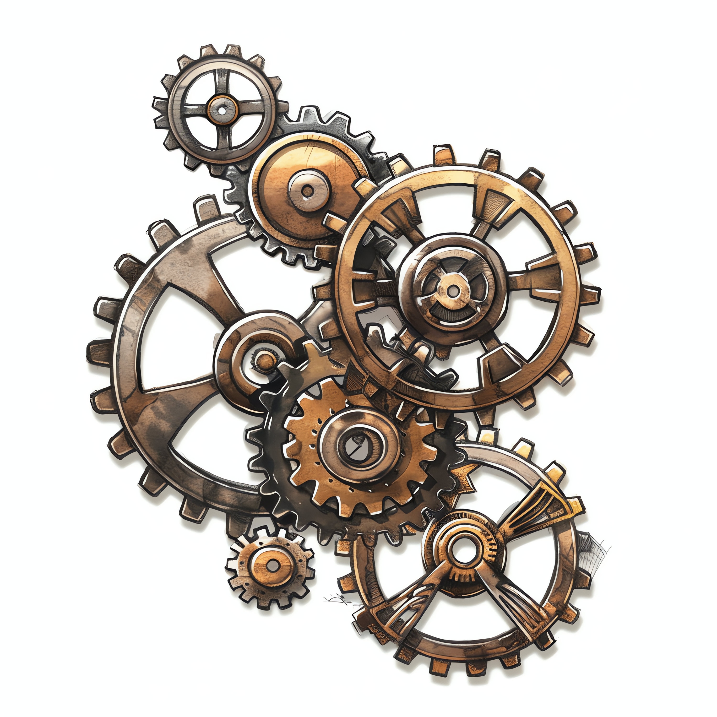Interlocking Gears PNG Clipart Bundle - 50 High Quality PNG - Instant ...