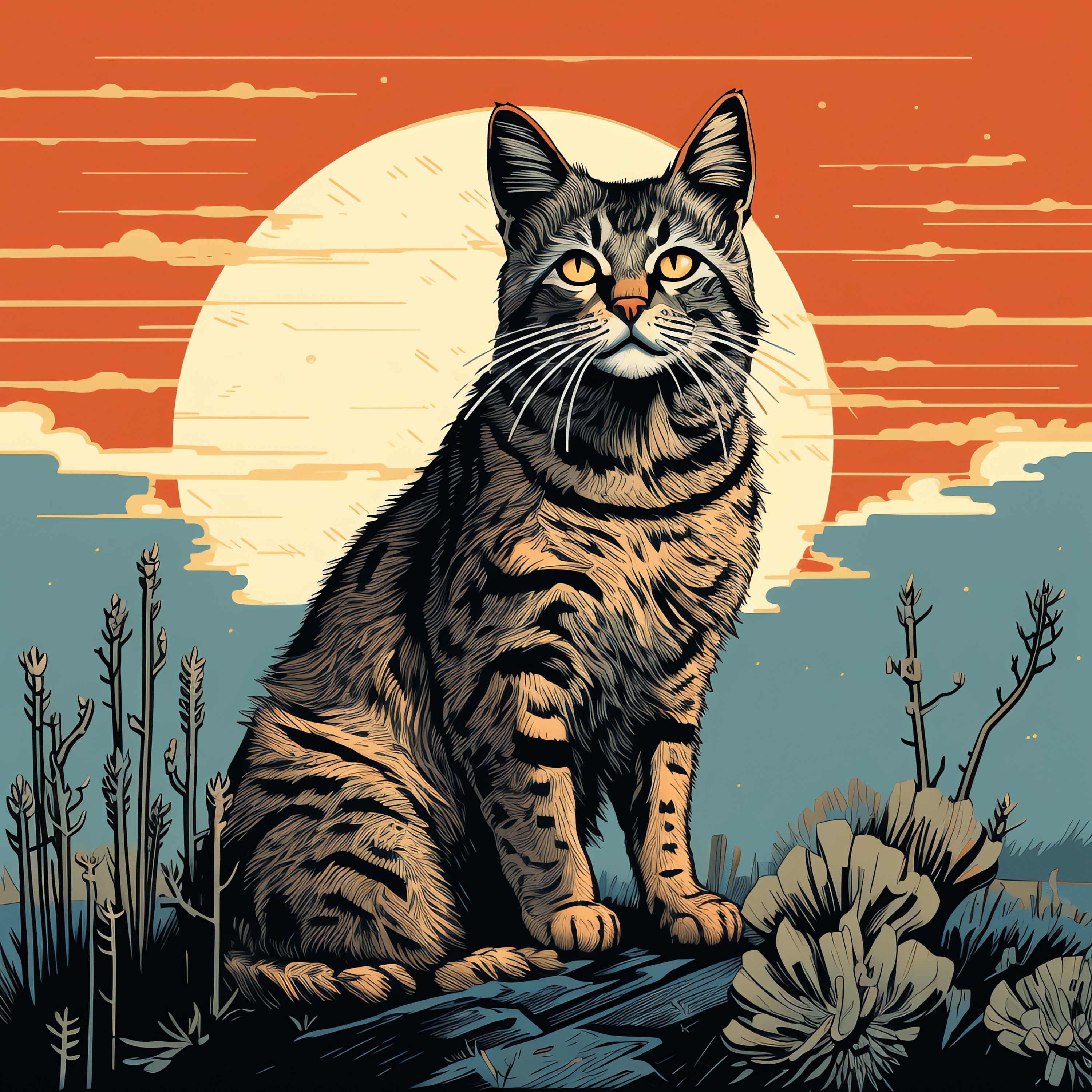 Retro Wildcat Clipart Bundle - 45 High Quality PNG - Instant Download ...