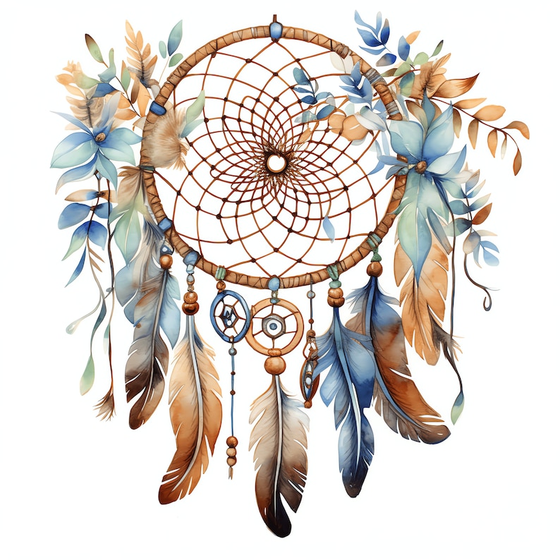 Boho Watercolor Dream Catcher PNG Clipart Bundle - 49 High Quality PNG ...
