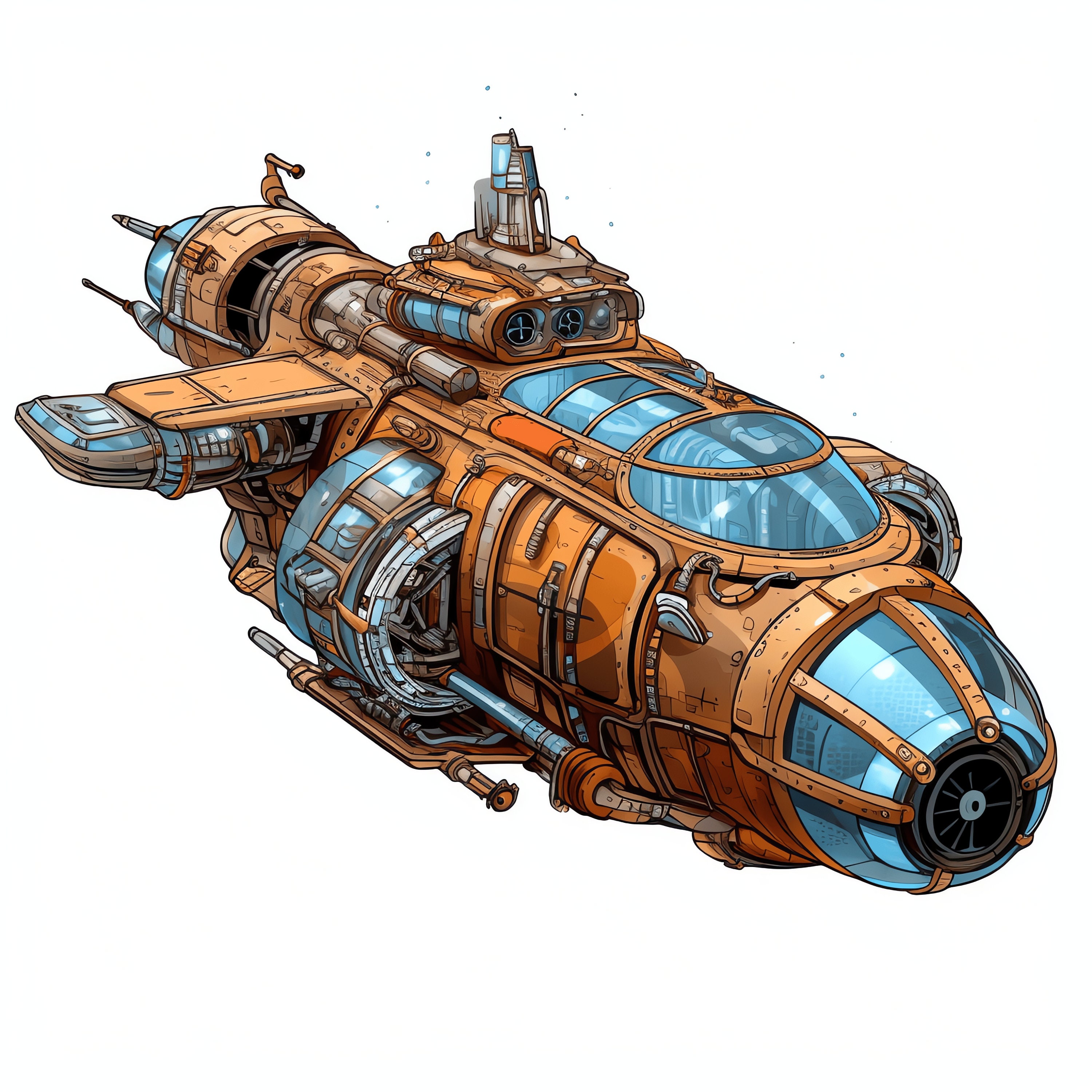 Steampunk Spaceship PNG Clipart Bundle - 50 High Quality PNG - Instant ...
