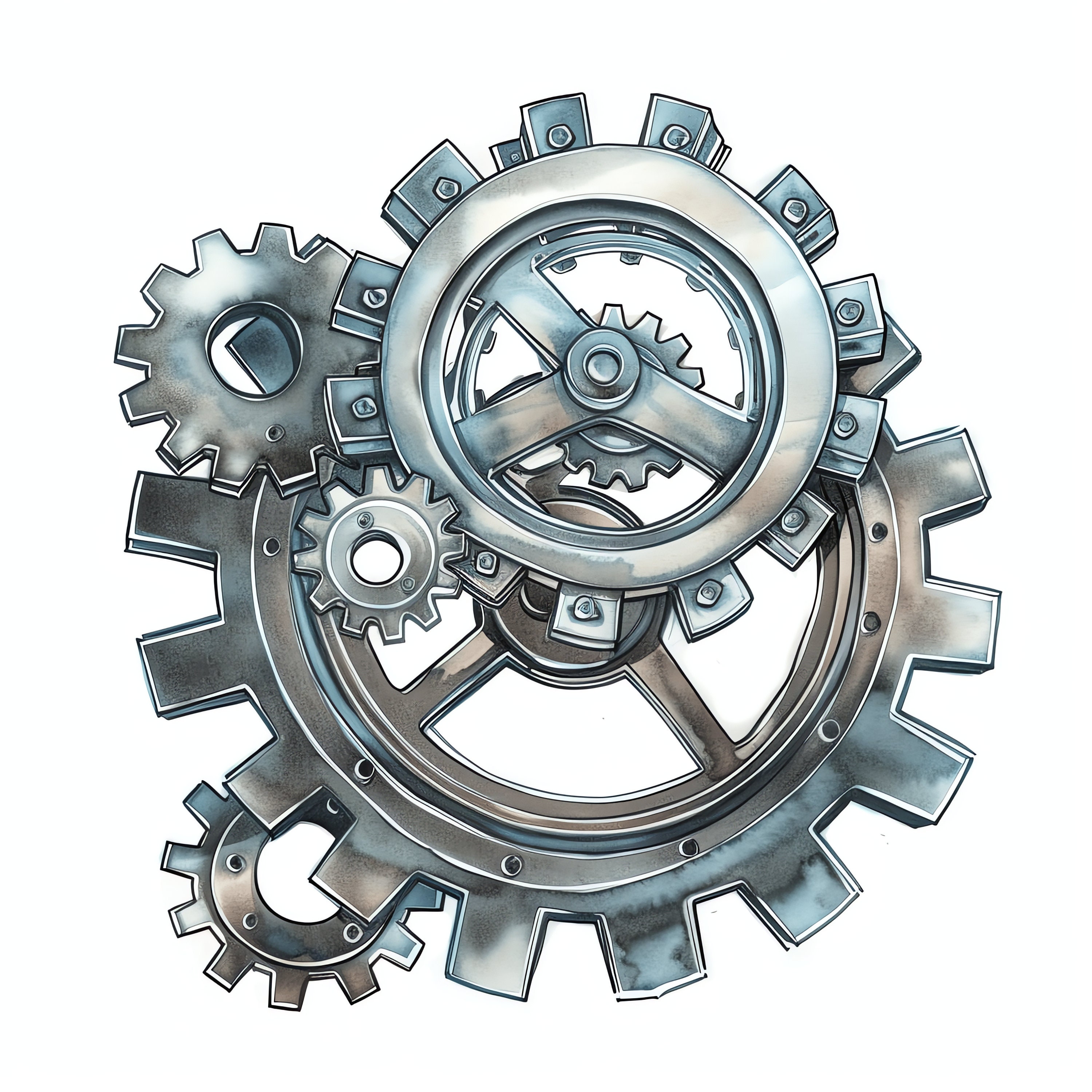 Interlocking Gears PNG Clipart Bundle - 50 High Quality PNG - Instant ...