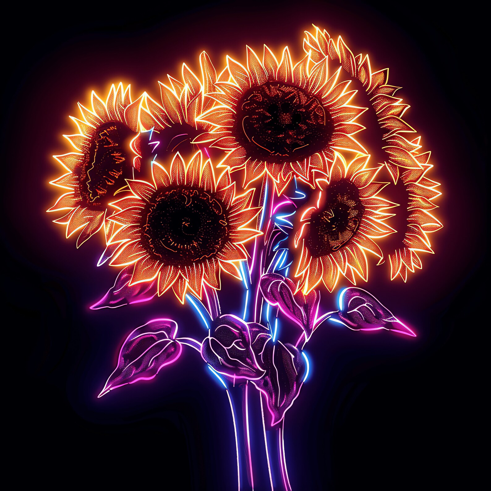 Neon Sunflowers PNG Clipart Bundle 51 High Quality PNG Instant Download ...