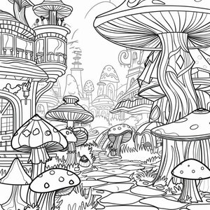 Mushroom Village Coloring Pages PDF Bundle - 35 High Quality Images ...