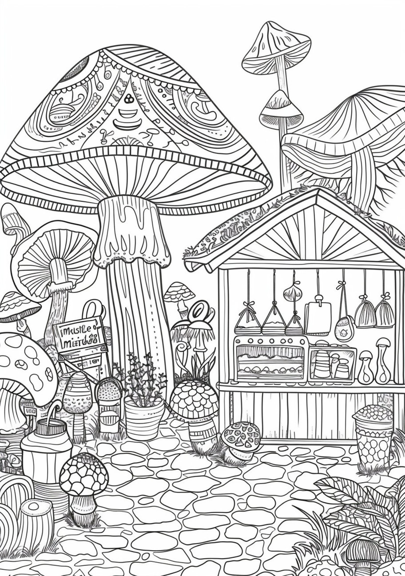 Mushroom Village Coloring Pages PDF Bundle - 35 High Quality Images ...