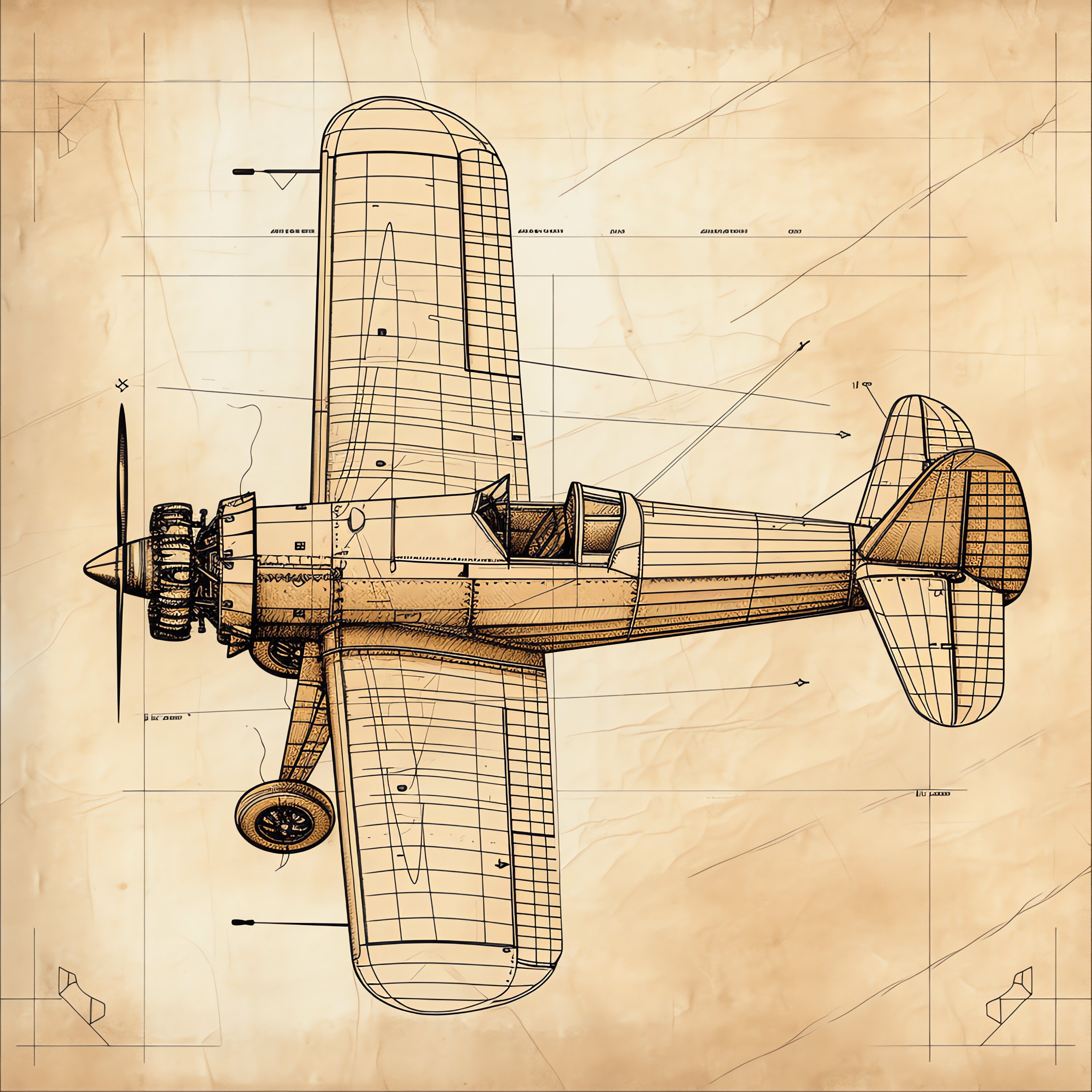 Vintage Plane Schematic PNG Bundle 41 High Quality PNG Instant Download ...