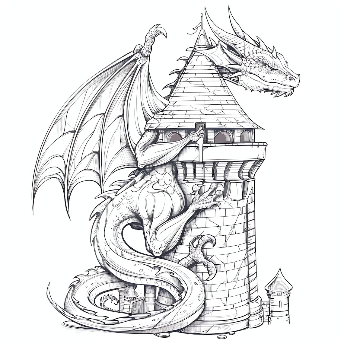 Lineart Dragon Castle Turret PNG Clipart Bundle - 46 High Quality PNG ...