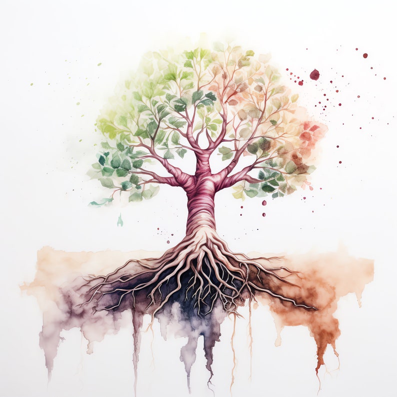 Tree With Roots Clipart 40 High Quality Jpgs Digital Download Card ...