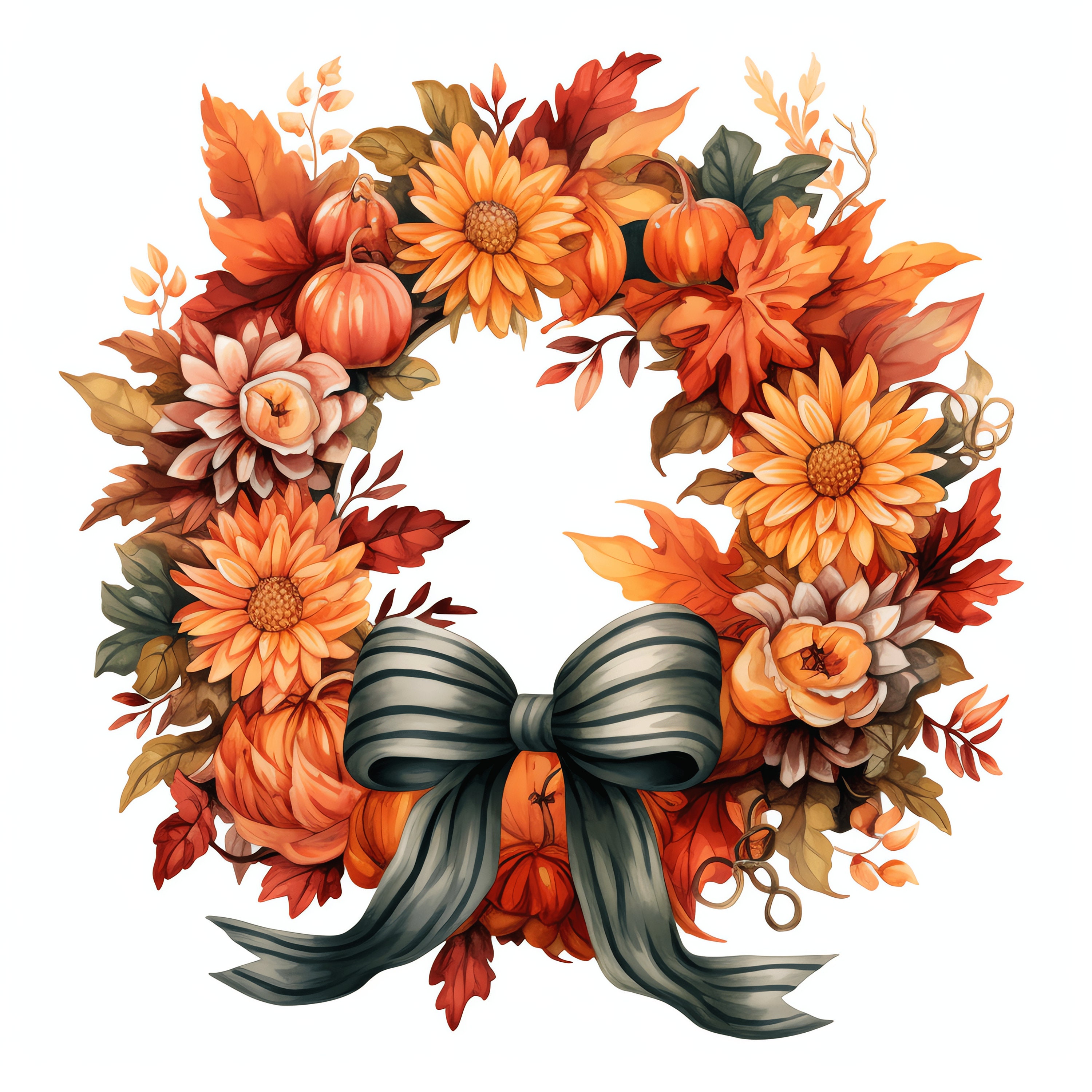 Autumn Wreath PNG Clipart 30 High Quality PNG Instant Download Card ...