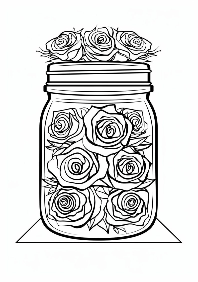 Flower Jar Coloring Pages PDF Bundle 34 High Quality Images Instant ...