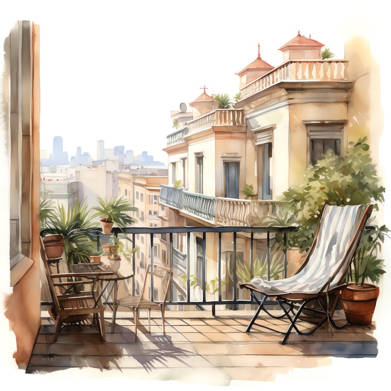 Terrace Scene Clipart 40 High Quality Jpgs Digital Download Card Making ...