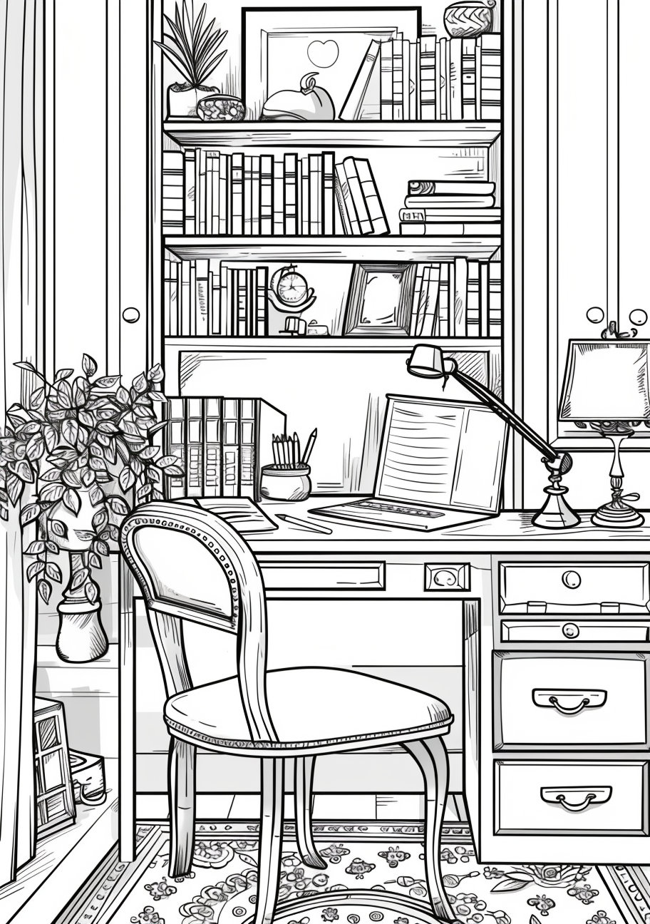 Cozy Interior Coloring Page PDF Book - 37 High Quality Images - Instant ...