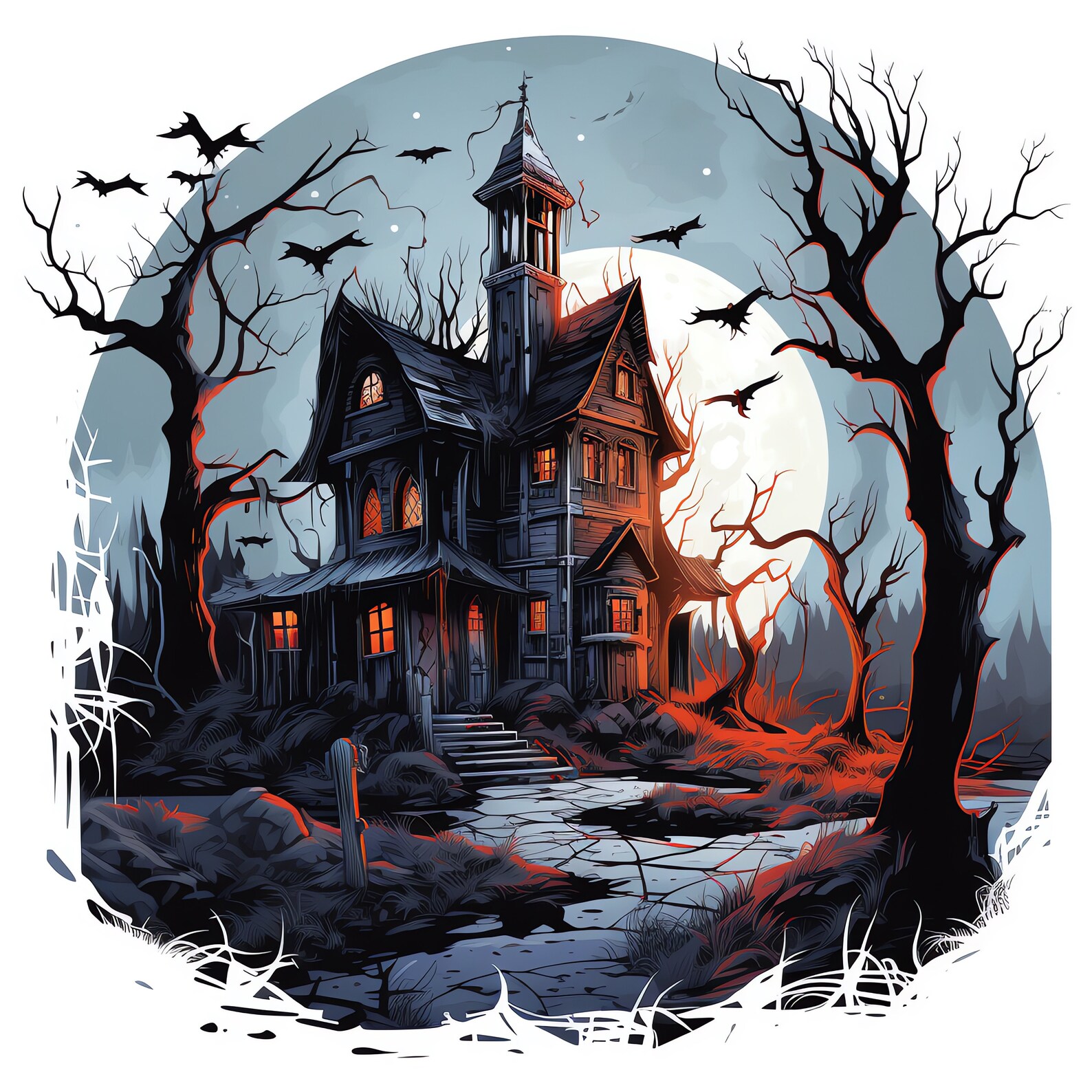 Haunted House Halloween Clipart 45 High Quality Jpgs Digital Download ...