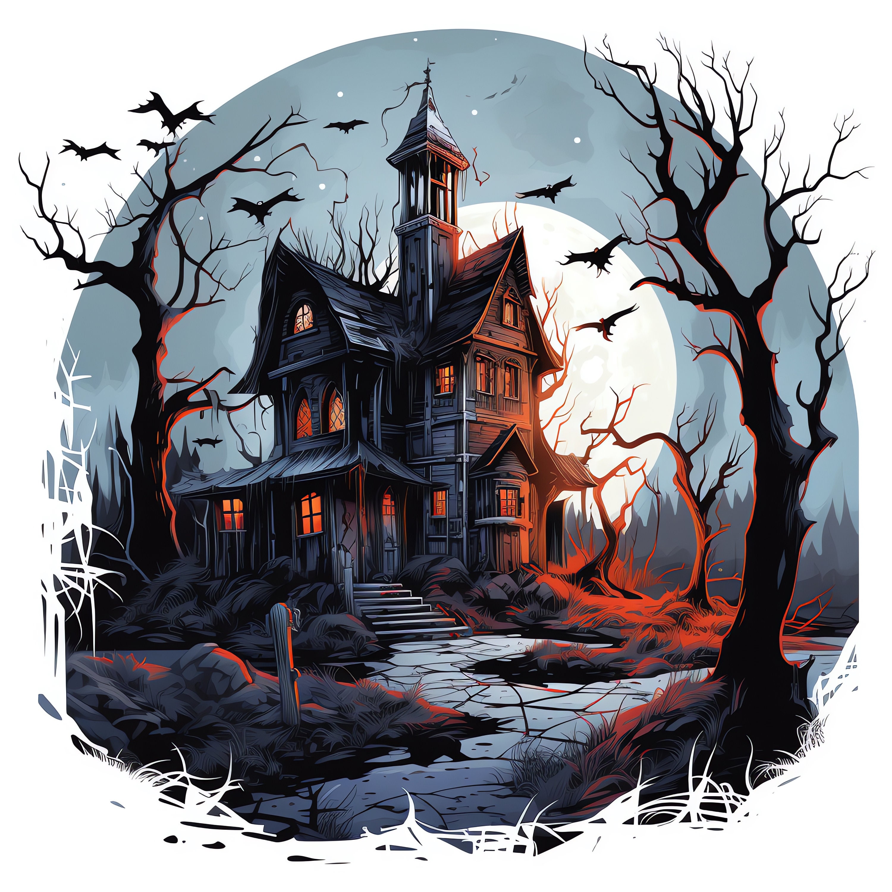 Haunted House Halloween Clipart - 45 High Quality Jpgs - Digital ...