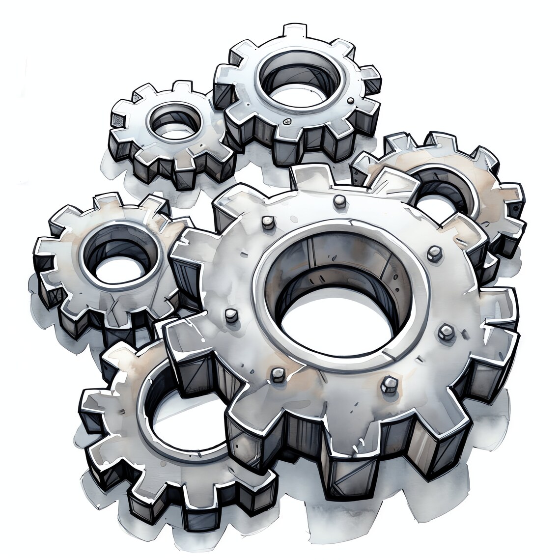 Interlocking Gears PNG Clipart Bundle - 50 High Quality PNG - Instant ...