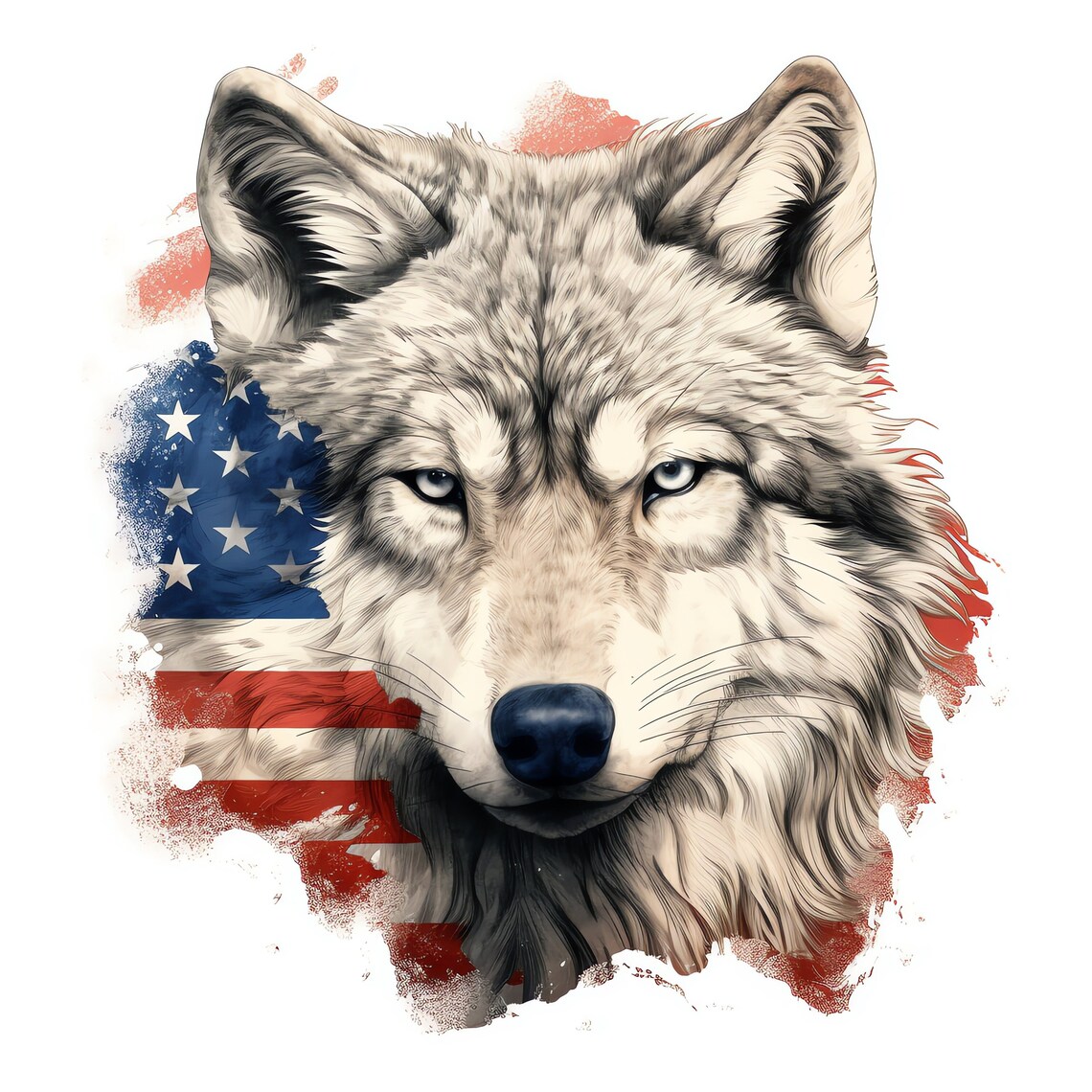 Wolf With USA Flag Clipart 40 High Quality Jpgs Digital Download Card ...