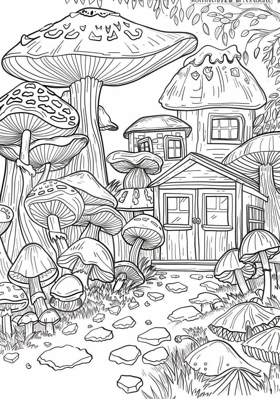 Mushroom Village Coloring Pages PDF Bundle 35 High Quality Images ...