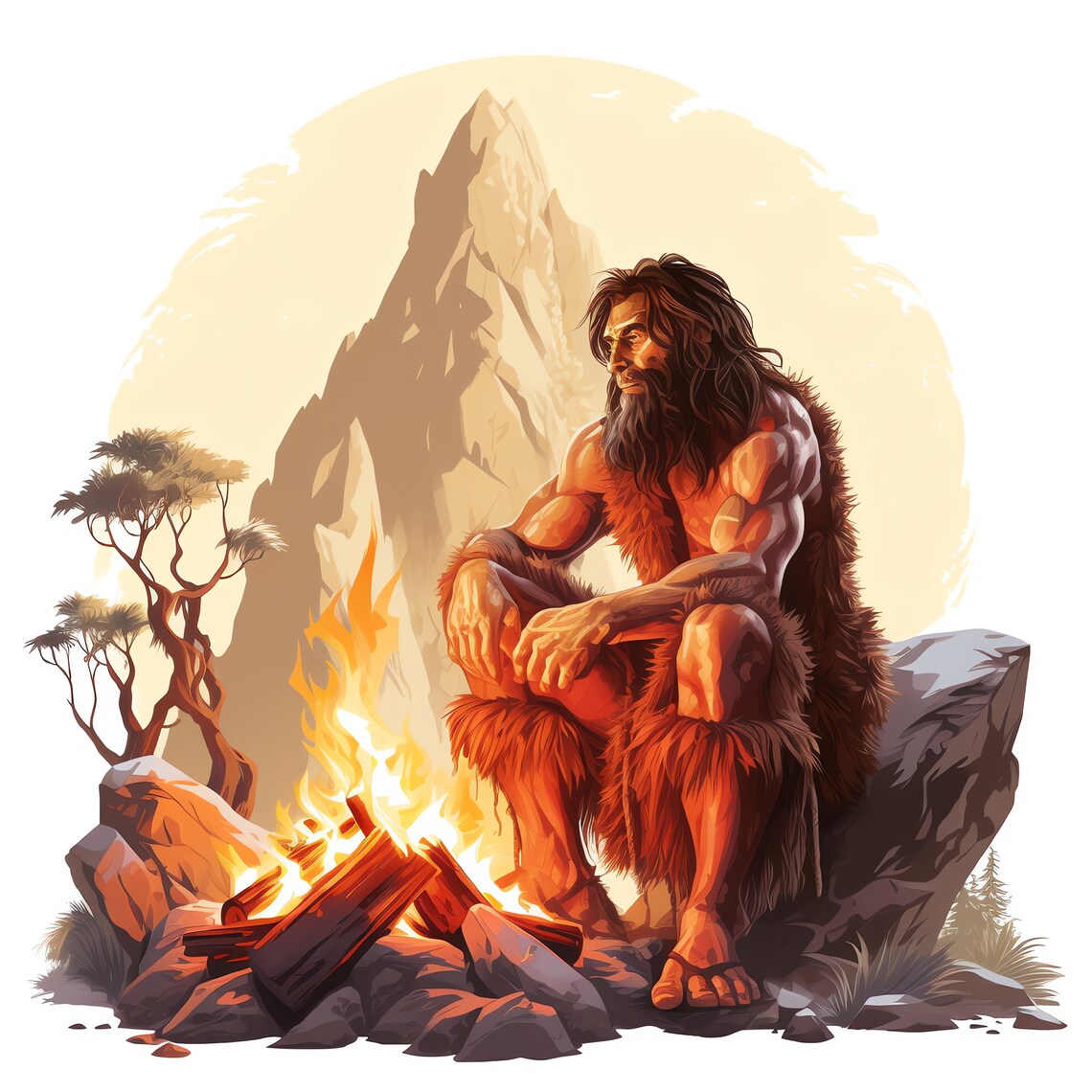 Caveman With Fire Clipart - 35 High Quality Jpgs - Digital Download ...