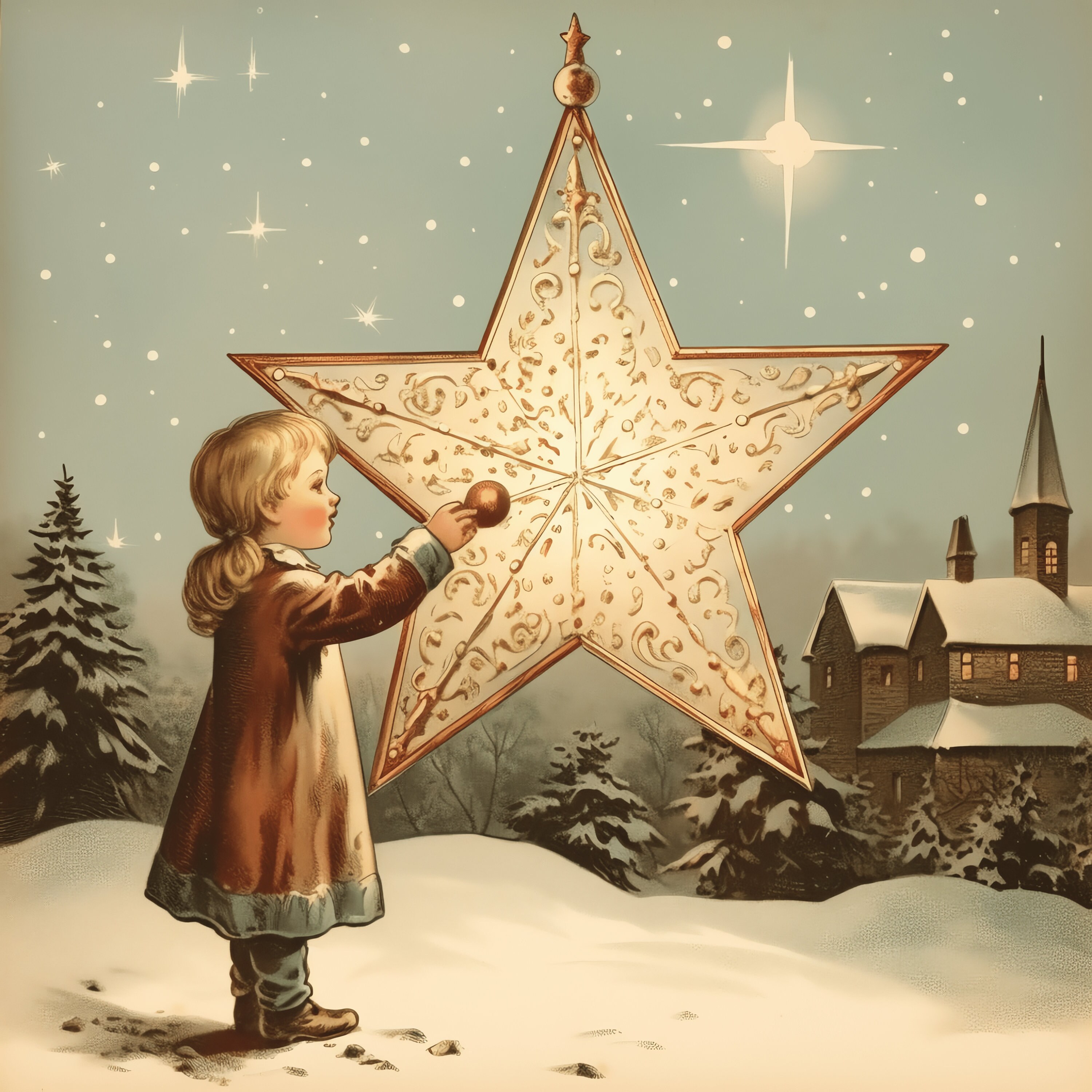 Vintage Christmas Card PNG Bundle - 45 High Quality PNG - Digital ...