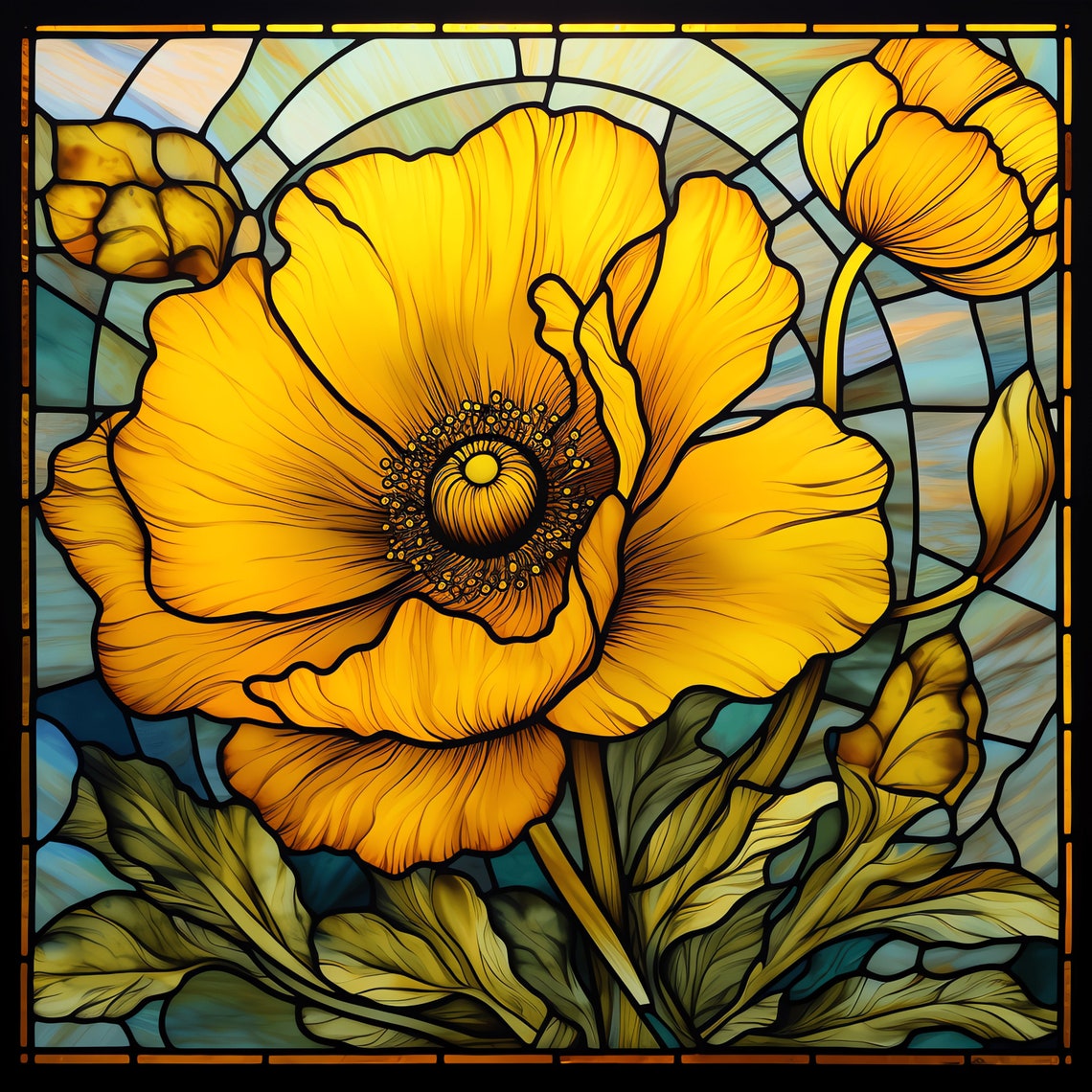 Poppy Stained Glass PNG Clipart - 50 High Quality PNG - Instant ...