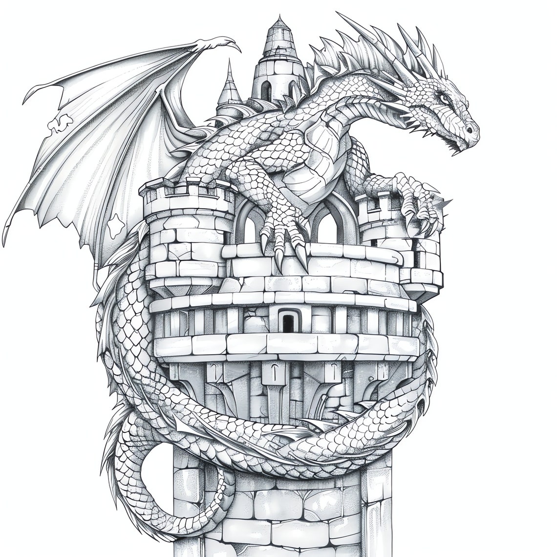 Lineart Dragon Castle Turret PNG Clipart Bundle - 46 High Quality PNG ...