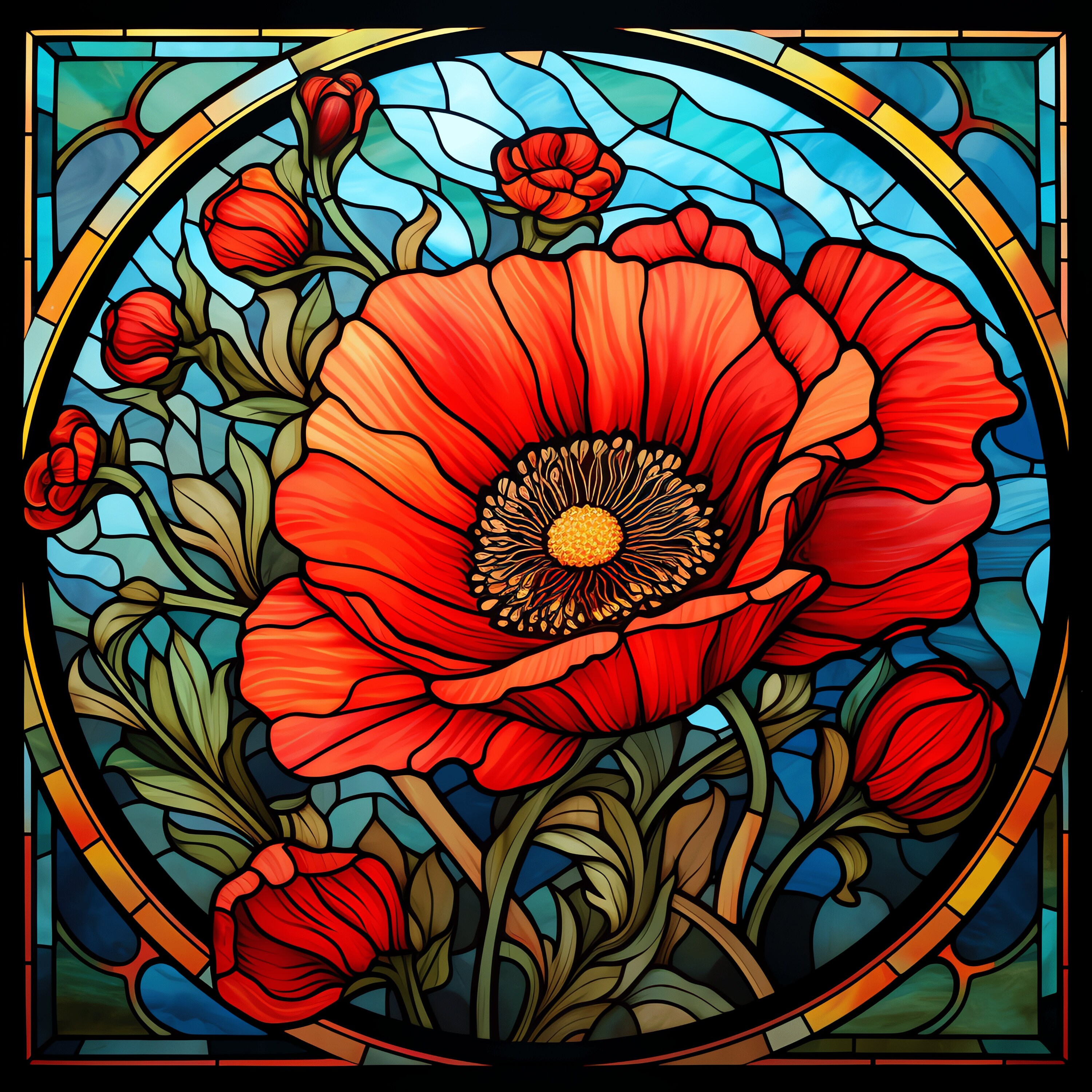 Poppy Stained Glass PNG Clipart - 50 High Quality PNG - Instant ...