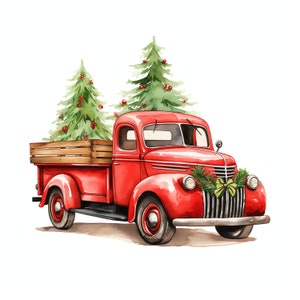 Red Truck Christmas PNG Clipart Bundle 46 High Quality PNG Instant ...