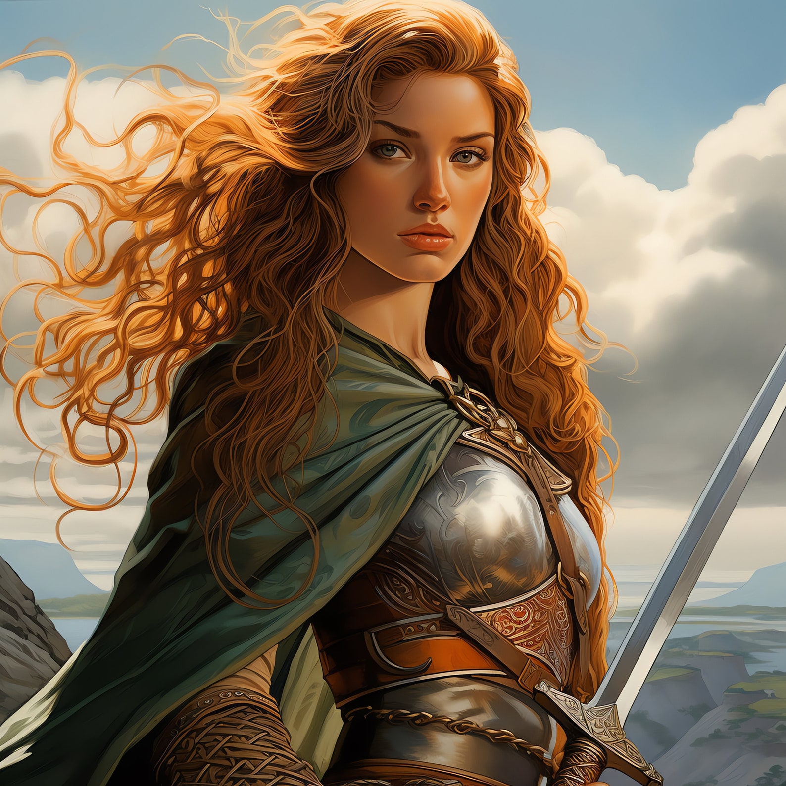 Celtic Warrior Princess Clipart With Fantasy Background 45 High Quality ...
