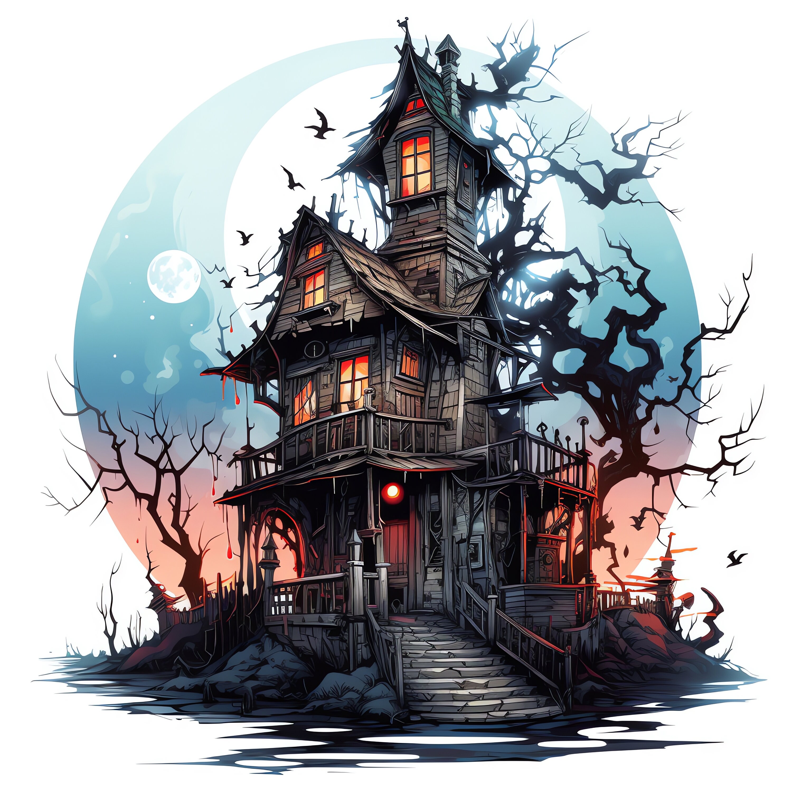 Haunted House Halloween Clipart 45 High Quality Jpgs Digital Download ...