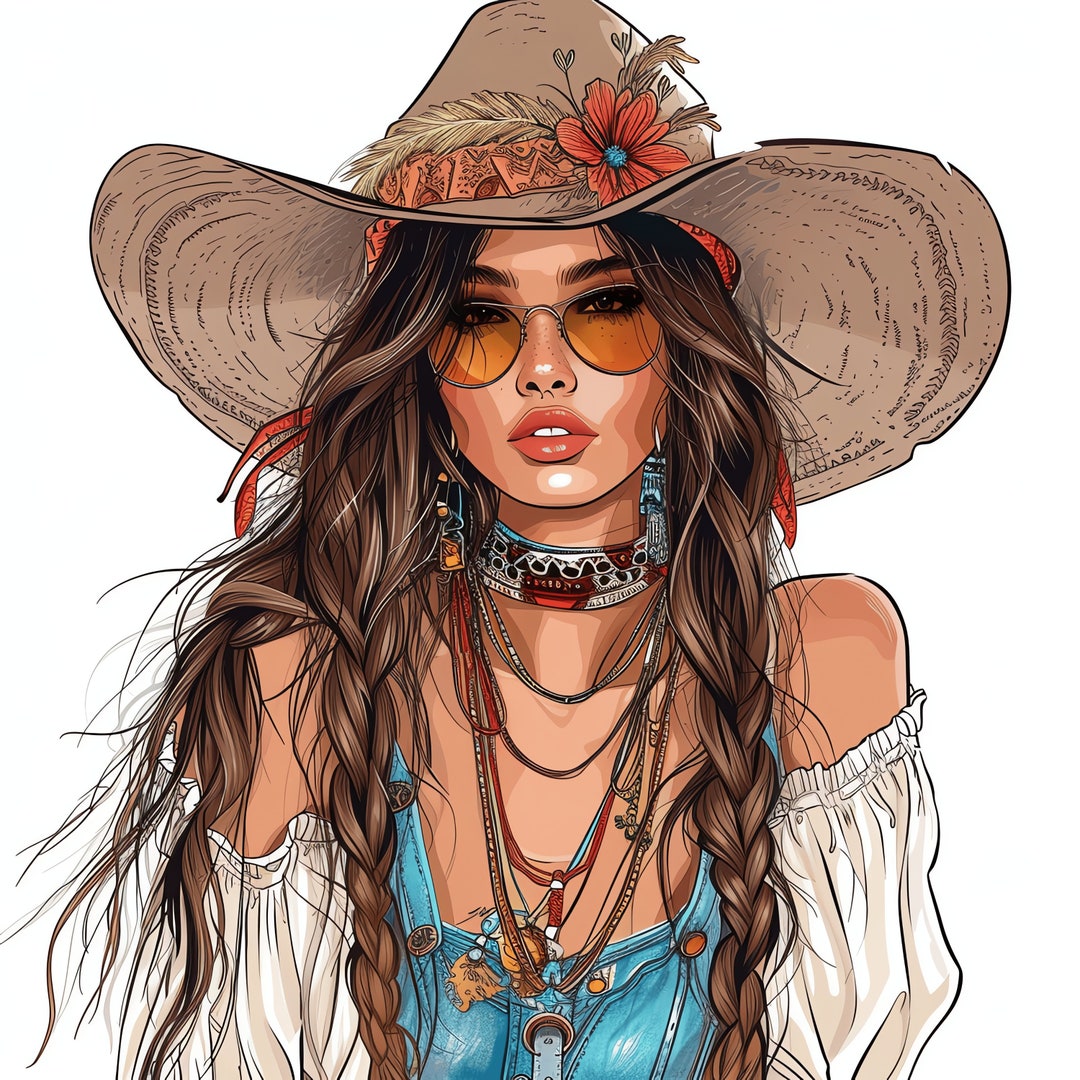 Boho Cowgirl PNG Clipart Bundle - 49 Style - High Quality PNG - Instant ...