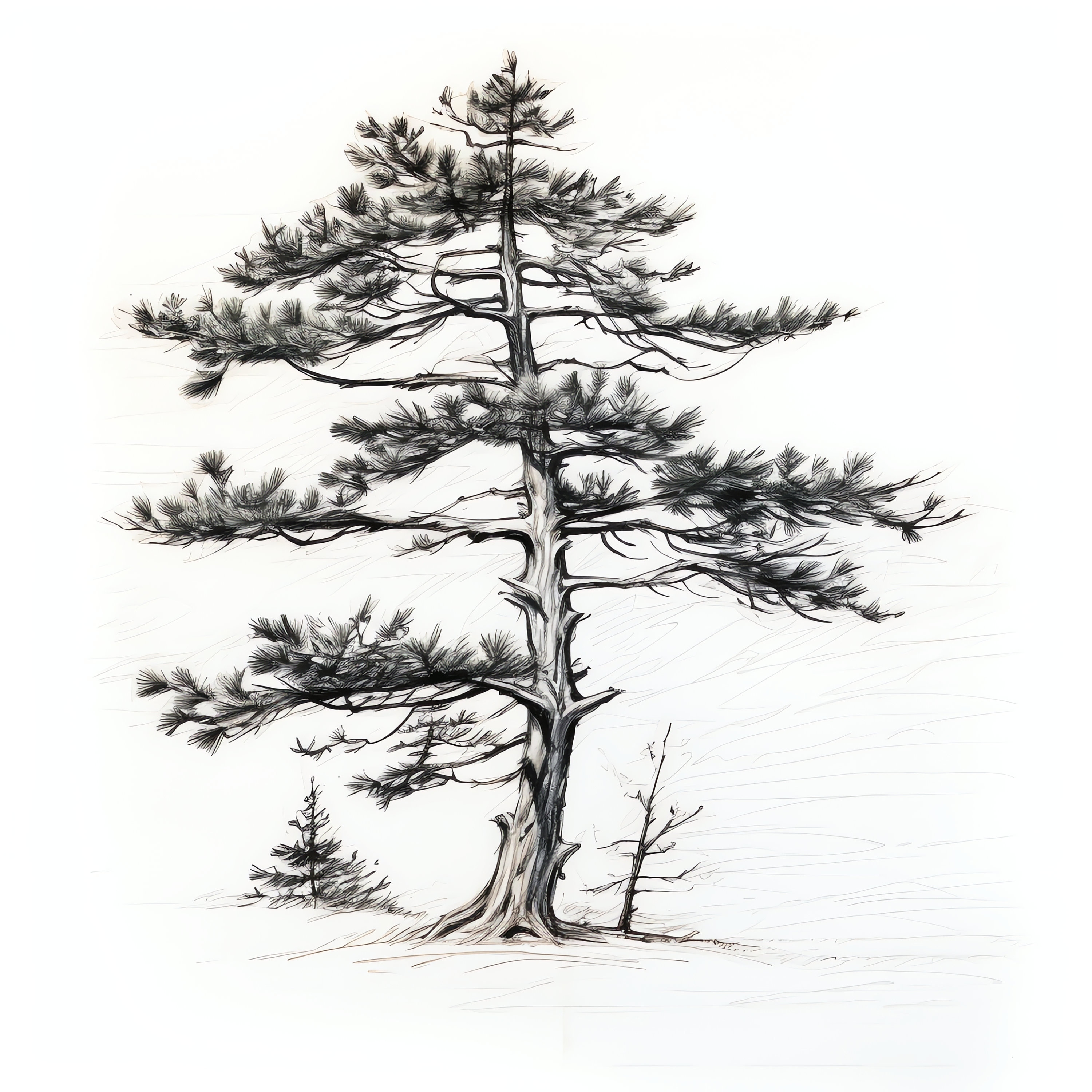 Pine Tree Sketch Clipart PNG Bundle - 45 High Quality PNG - Instant ...