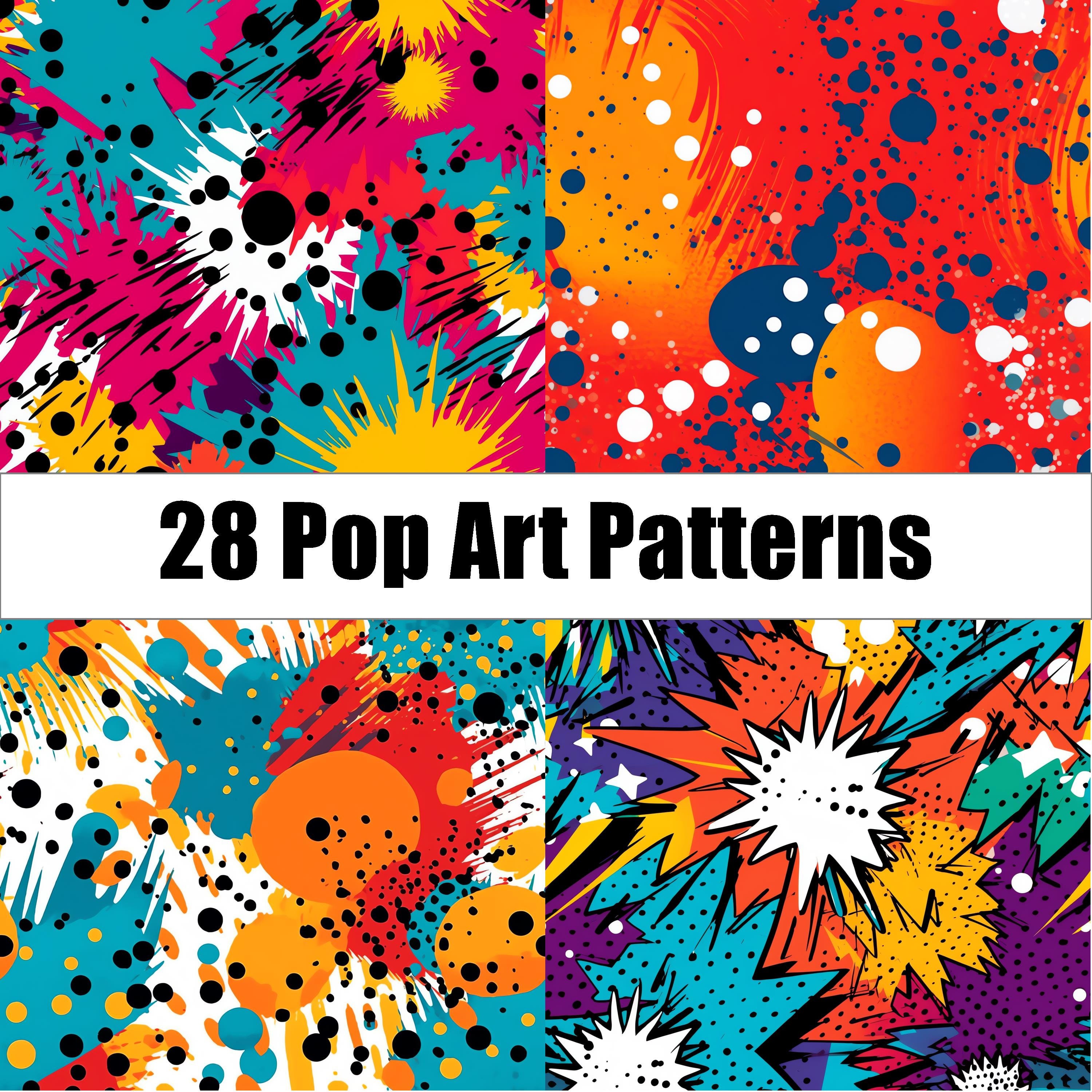 28 Pop Art Explosion Seamless Patterns Digital Paper Pack for Creative ...