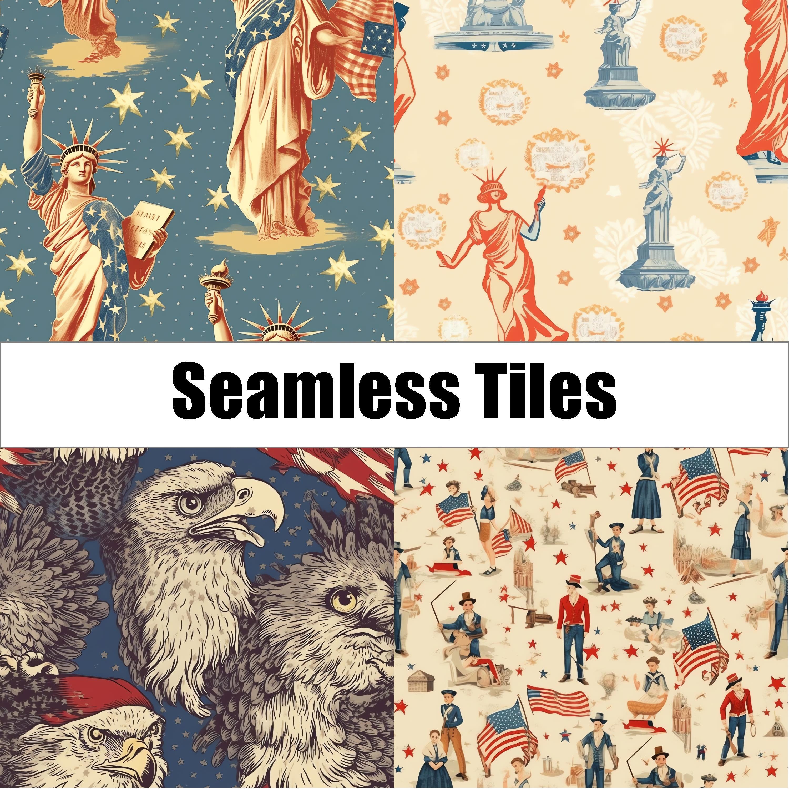 28 Memorial Day Seamless Patterns - Digital Paper Set, Red White and ...