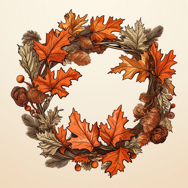Autumn Wreath PNG Clipart 30 High Quality PNG Instant Download Card ...