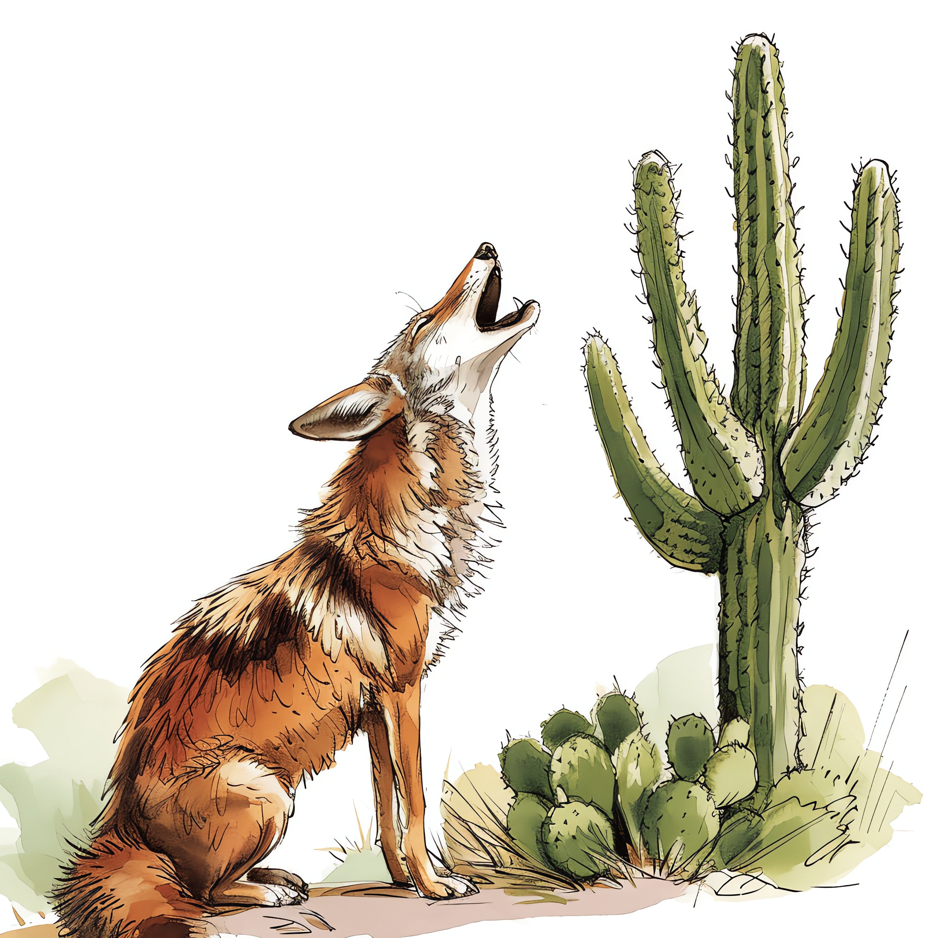 Howling Coyote PNG Clipart Bundle - 48 High Quality PNG - Instant ...