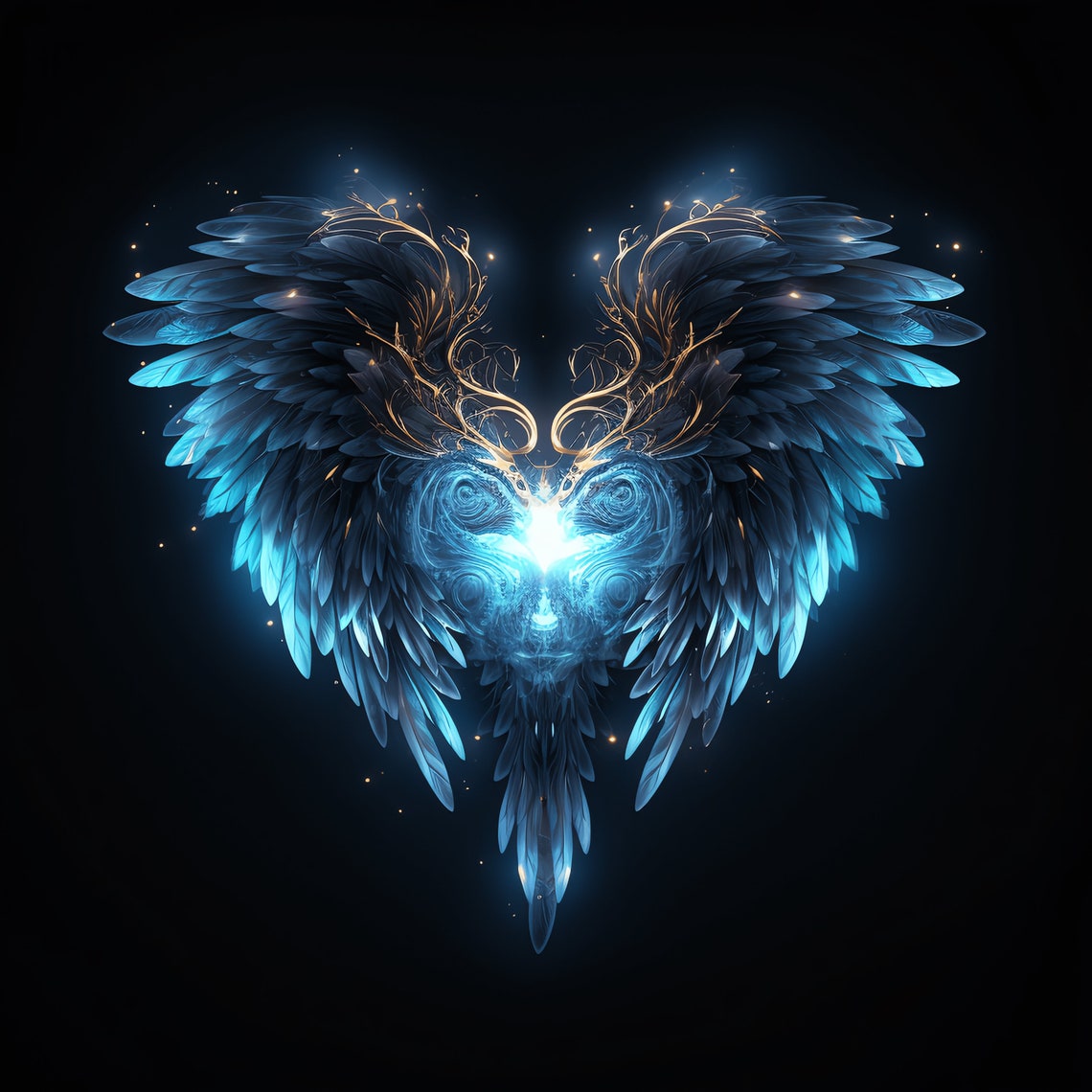 Glowing Angel Heart PNG Clipart Bundle 50 High Quality PNG Instant ...
