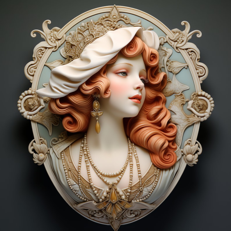 Victorian Lady Cameo Clipart - 45 High Quality Jpgs - Digital Download ...