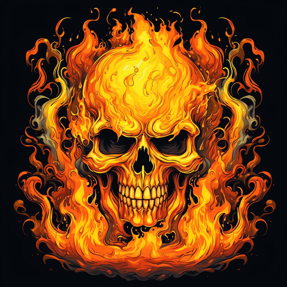 Flaming Skull PNG Clipart 40 High Quality PNG Instant Download Card ...