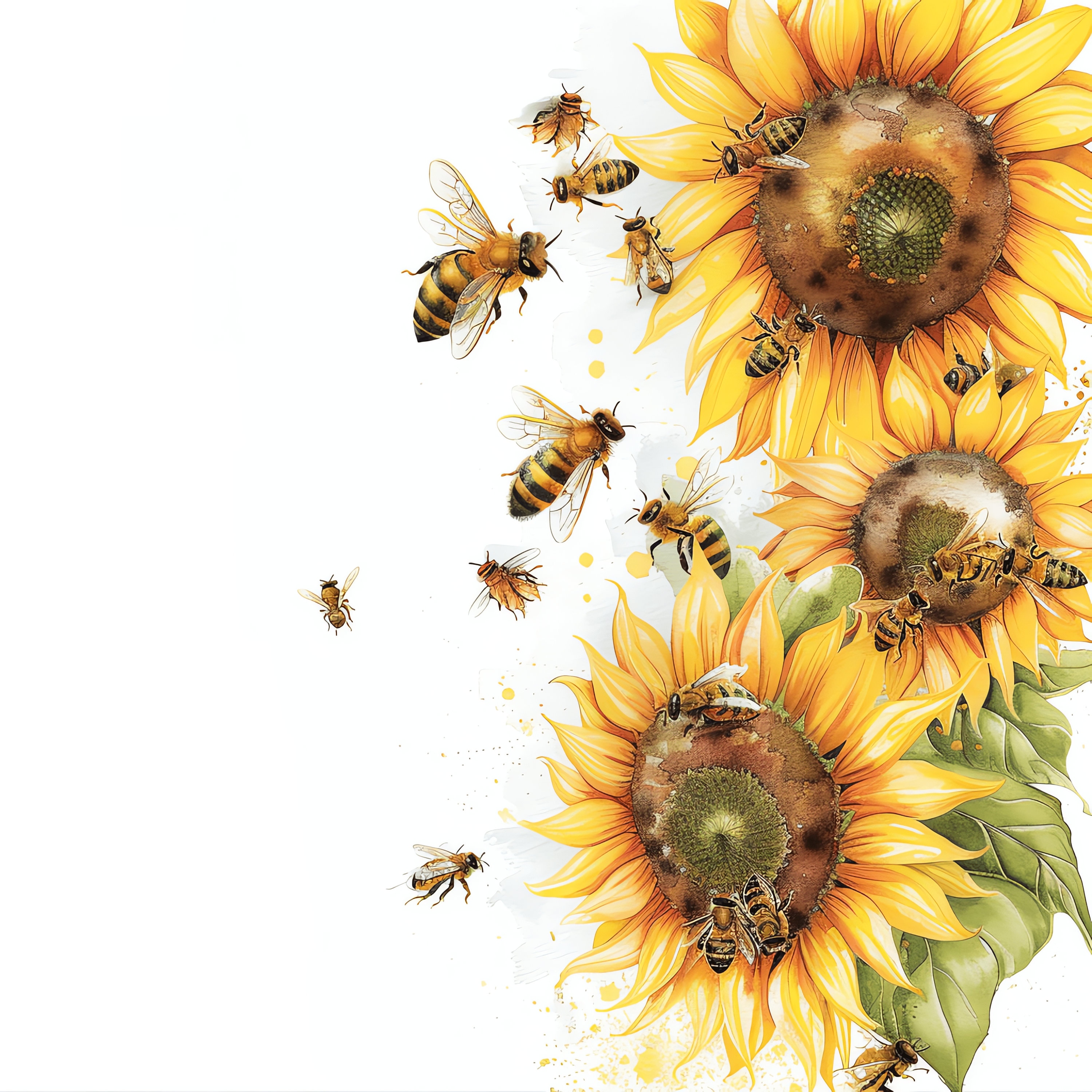 Bees and Sunflower PNG Clipart Bundle - 51 High Quality PNG - Instant ...