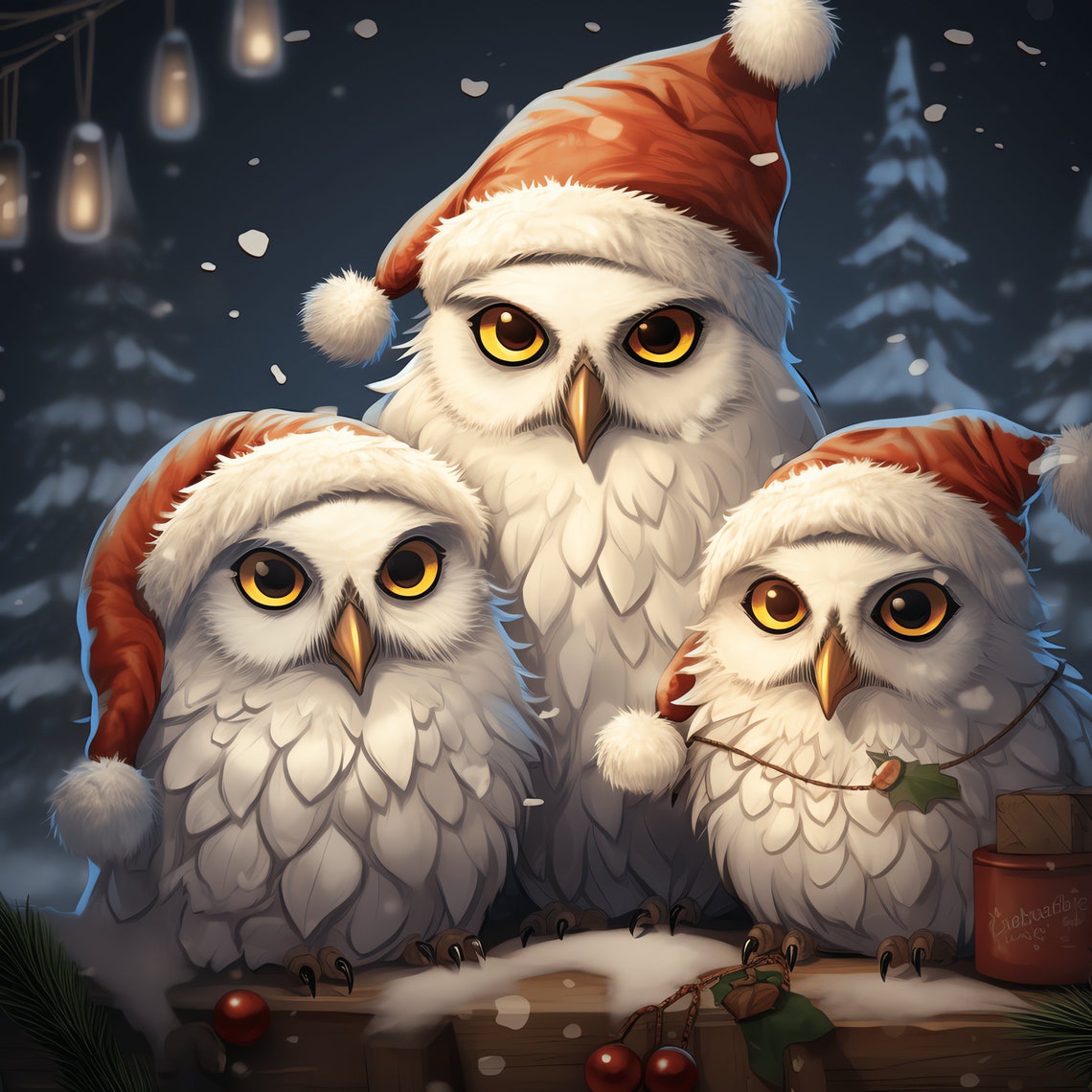Christmas Owls PNG Clipart Bundle 48 High Quality PNG Instant Download ...