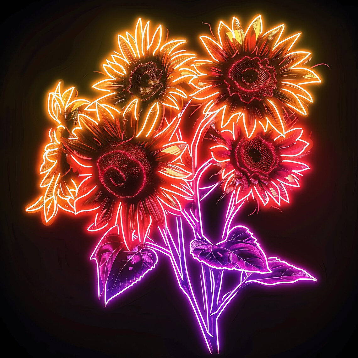 Neon Sunflowers PNG Clipart Bundle 51 High Quality PNG Instant Download ...